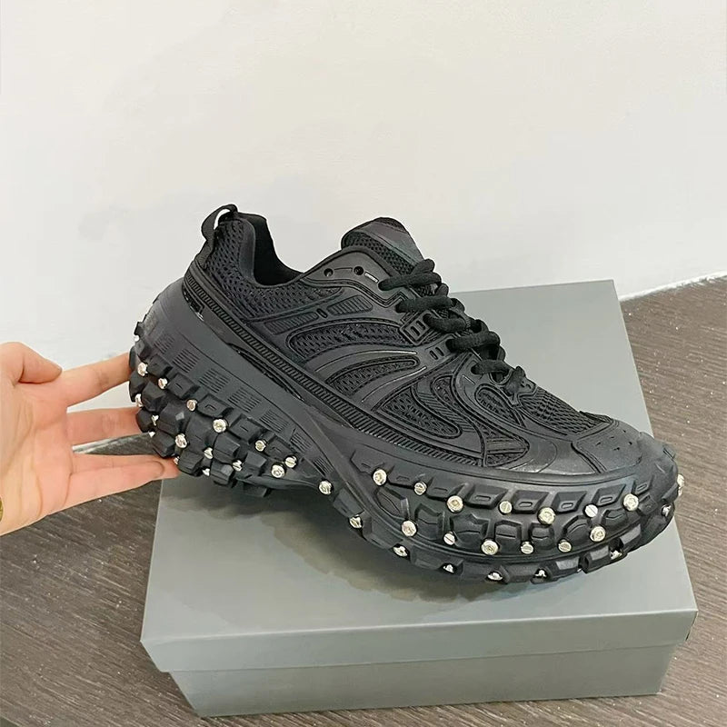 Metal Stud Thick Sole All Terrain Sneakers – White Market