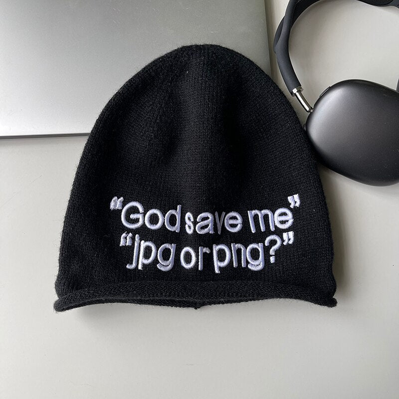 "God Save Me jpg or png?" Beanie – White Market