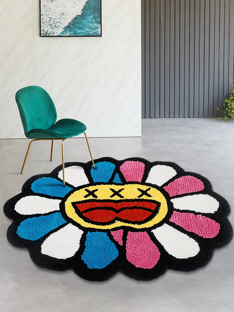 Double Murakami Flower Rug – White Market