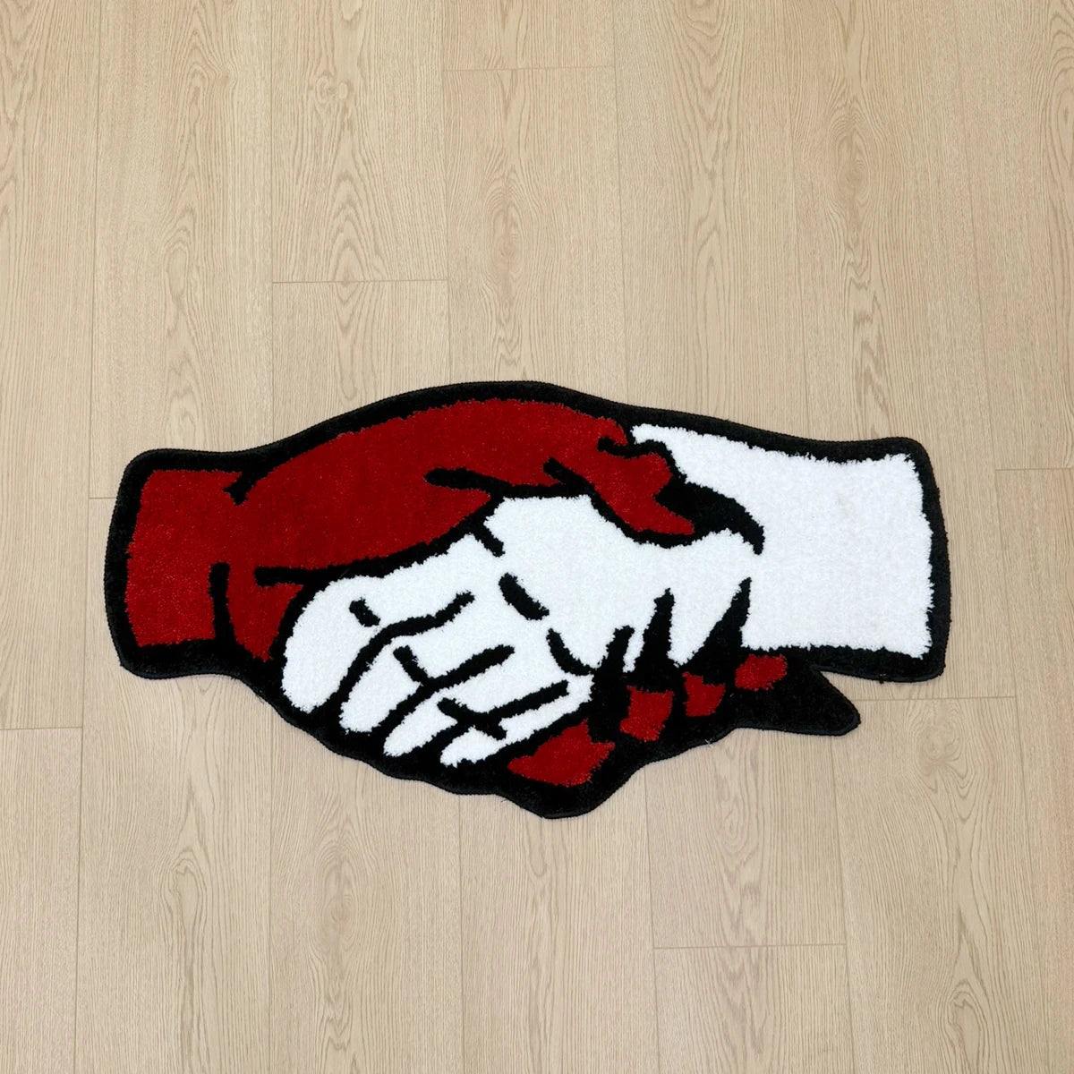 Devil Handshake Tufted Rug – White Market