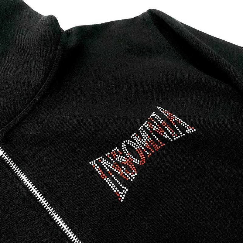 Insomnia Scream Rhinestone Zip Up Hoodie – White Market