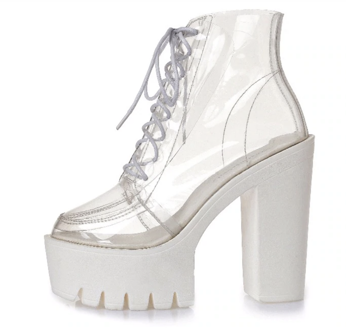 Transparent Platform Lace Up Boots – White Market