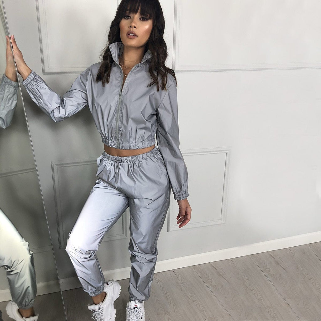 3M Reflective 2 Piece Tracksuit Set – White Market