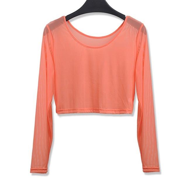 Slim Semi-Transparent Mesh Crop Top – White Market