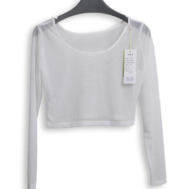 Slim Semi-Transparent Mesh Crop Top – White Market