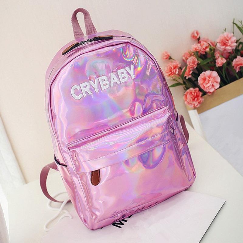 Iridescent "Cry Baby" Rainbow Backpack – White Market
