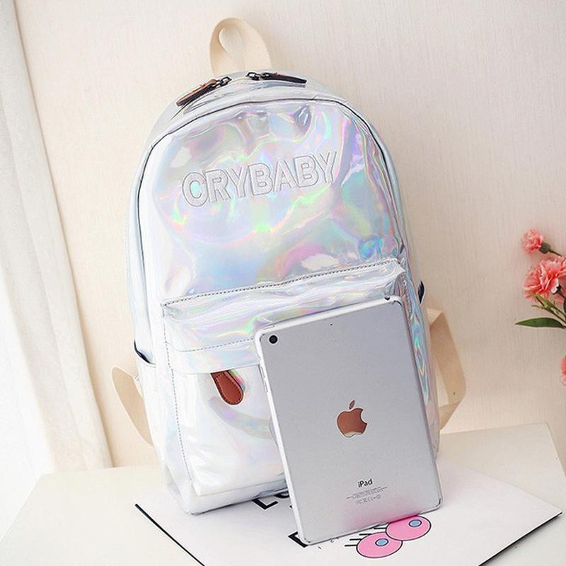 Iridescent "Cry Baby" Rainbow Backpack – White Market