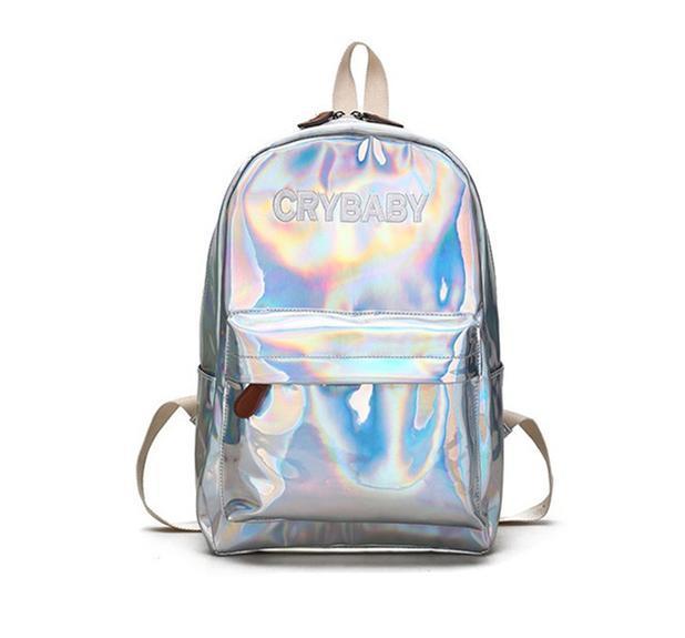 Iridescent "Cry Baby" Rainbow Backpack – White Market