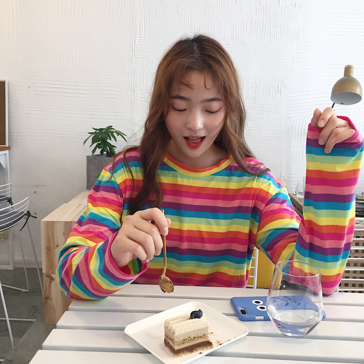 Rainbow Gradient Long Sleeve Shirt – White Market