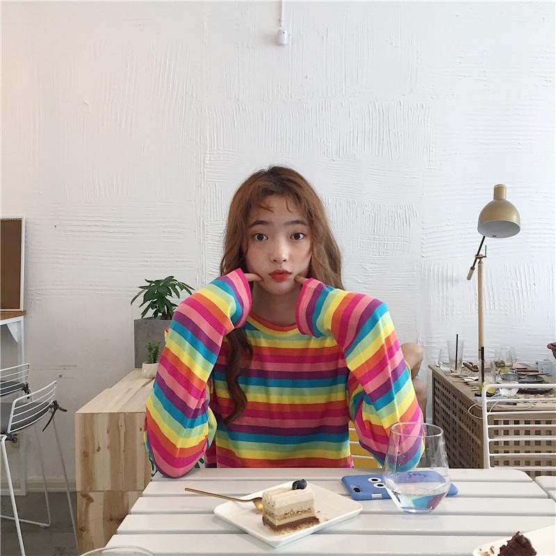 Rainbow Gradient Long Sleeve Shirt – White Market