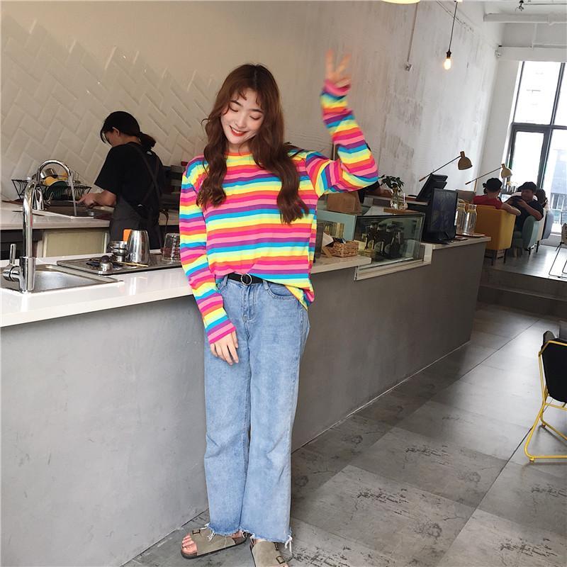 Rainbow Gradient Long Sleeve Shirt – White Market