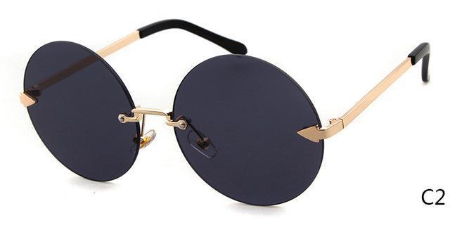 Frameless Round Retro Shades – White Market