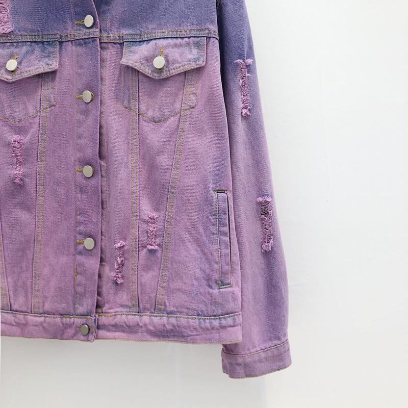 Purple Gradient Distressed Denim Jacket – White Market