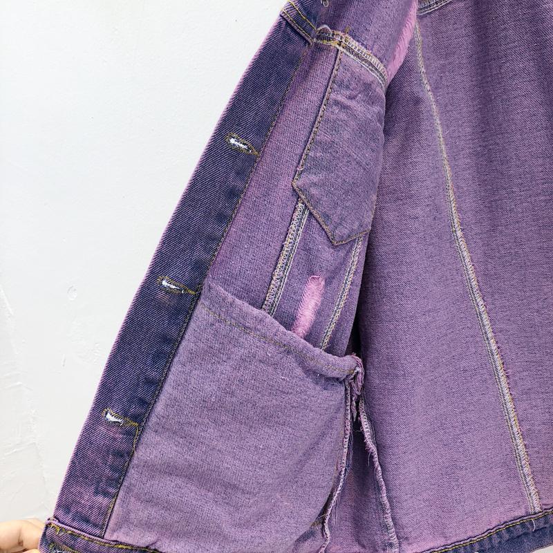 Purple Gradient Distressed Denim Jacket – White Market